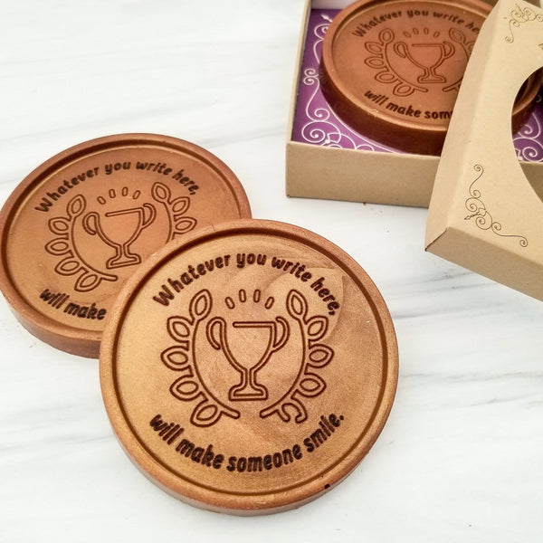 Trophy Personalized Chocolate Medallions - Box of 3 – Noteworthy Chocolates